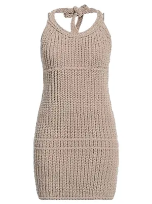 Jacquemus Mini Bodycon Knit Dress - Beige