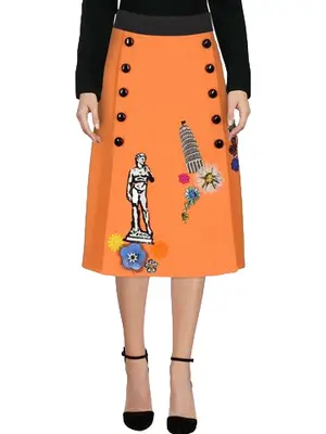 Dolce & Gabbana Embellished Midi Skirt - Orange