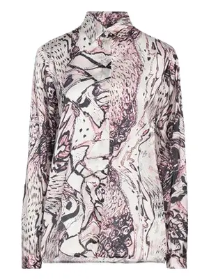 Roberto Cavalli Satin Animal Print Shirt - Pink