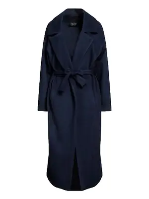 YES LONDON Belted Long Coat Navy