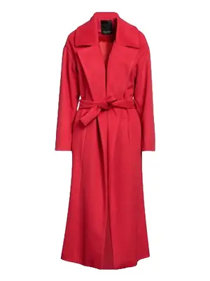 YES LONDON Belted Long Coat Red