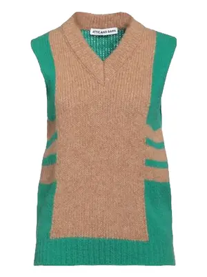 ATTIC AND BARN Mélange Knit Sleeveless Vest - Green