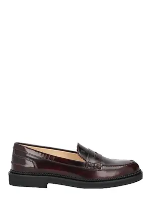 TOD'S Plum Leather Penny Loafers - Purple
