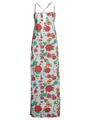 PIN-UP STARS PIN UP STARS Maxi Flared Floral-Print Dress White