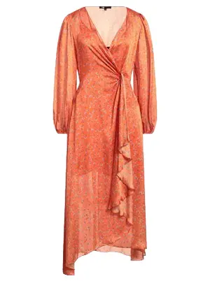 Maje Midi Wrap Dress - Orange