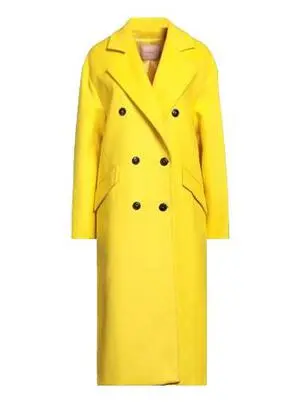 TWINSET Wool-Blend Double-Breasted Coat Yellow
