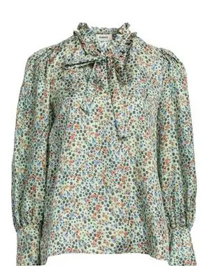 Sandro Floral Print Silk Blouse - Green
