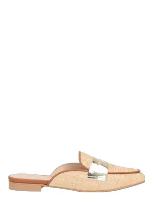 BALDININI Raffia And Leather Mules - Beige