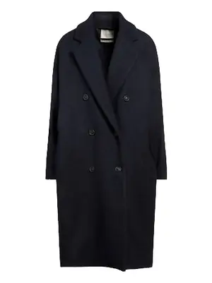 Momoni Brushed-Felt Double-Breasted Coat Navy Blue