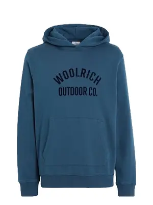 Woolrich Organic Cotton Script Hoodie Sweatshirt Blue