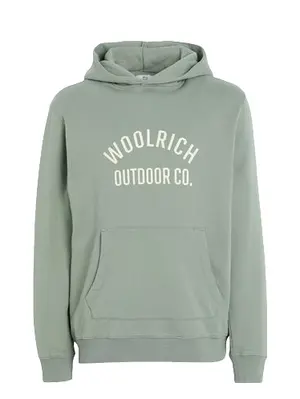Woolrich Organic Cotton Script Hoodie Sweatshirt Sage Green