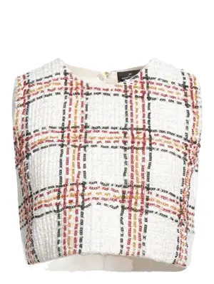 Elisabetta Franchi Sleeveless Tweed Crop Top - White