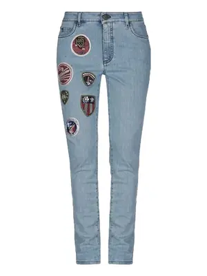 Mr & Mrs Italy Tapered Denim Jeans With Appliqués - Blue