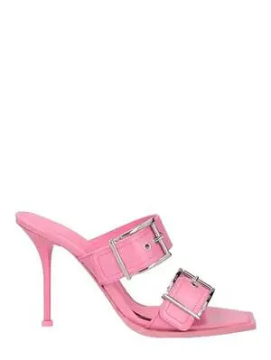 Alexander McQueen MCQUEEN Leather Buckled Stiletto Sandals Pink