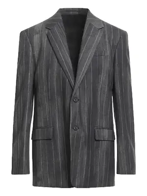 Versace Striped Virgin Wool Blazer Lead