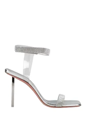 Amina Muaddi Rhinestone Embellished Sandals - Silver