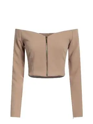 SIMONA CORSELLINI SIMONA CORSELLINI Crepe Crop Top Beige
