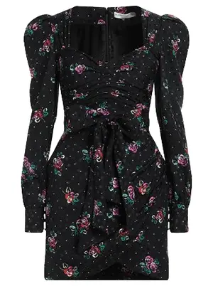 Alessandra Rich Mini Floral-print Dress - Black