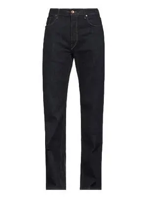 HANDPICKED Straight-leg Jeans With Leather Trims - Blue