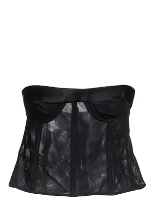 MAISON MARGIELA Tulle And Satin Top - Black