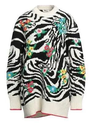 Philosophy Di Lorenzo Serafini Sweater In Virgin Wool With Floral And Zebra Print - White