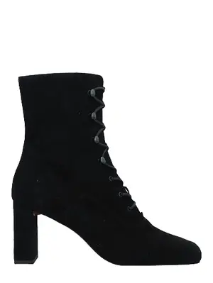 By Far Leather Lace-up Ankle Boots - Black