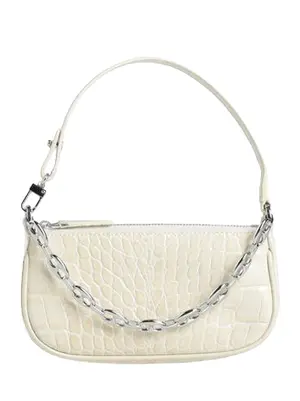 By Far Baguette Bag In Cow Leather With Crocodile Print - White