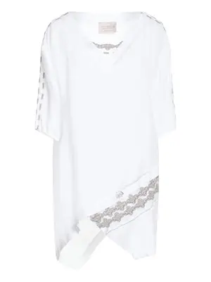 ELISA CAVALETTI BY DANIELA DALLAVALLE Woven Kaftan Top With Bell Sleeves - White