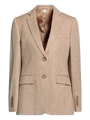 Burberry Wool Blend Striped Knit Blazer - Beige