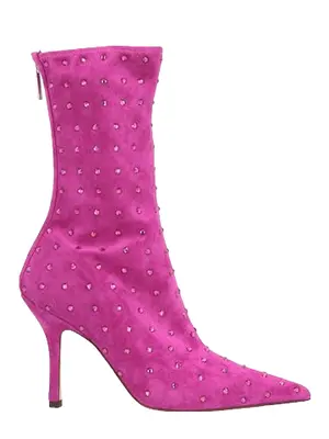 Paris Texas Suede Ankle Boots With Appliqués - Magenta