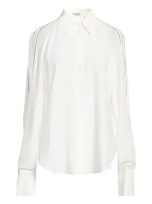 Brunello Cucinelli BRUNELLO CUCINELLI Crepe Shirt With Appliqués Off White