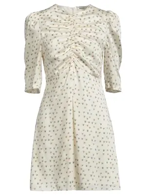 Sandro Mini Floral Design Dress - Off White
