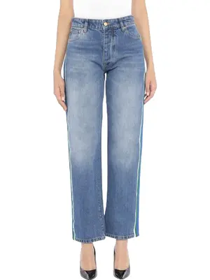 Victoria Beckham Straight-leg Jeans With Side Seam Stripes - Blue