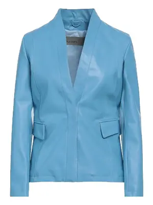 GIORGIO BRATO Single-breasted Leather Blazer - Blue