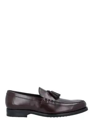 TOD'S Burgundy Calfskin Loafers Red