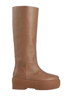 GIA BORGHINI Leather Flatform Boots - Camel