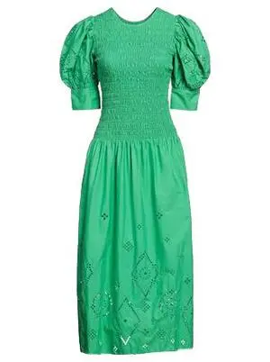 GANNI Midi Dress Organic Cotton - Green