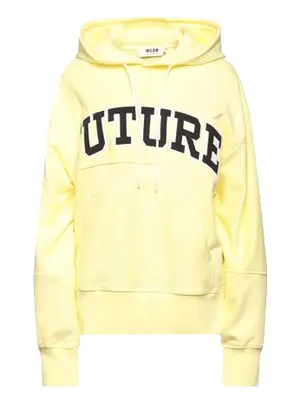 MSGM Organic Cotton Embroidered Sweatshirt Yellow