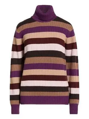 DRUMOHR Striped Intarsia-knit Cashmere Turtleneck - Purple