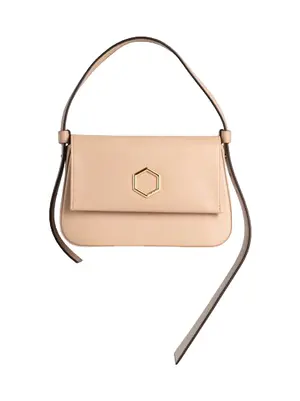 HIBOURAMA Leather Flap Bag - Beige