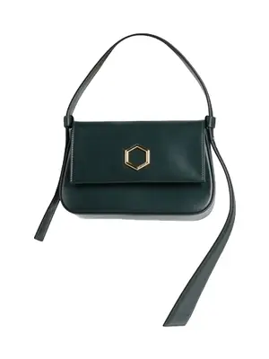 HIBOURAMA Leather Flap Bag Dark Green