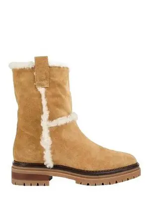 SERGIO ROSSI Ankle Boots With Shearling Trim - Beige