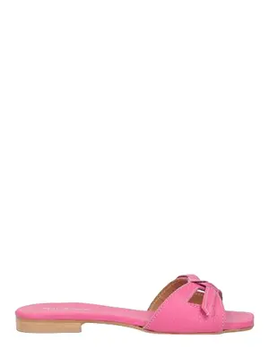 BALDININI Leather Slide Sandals With Bow Detailing - Pink