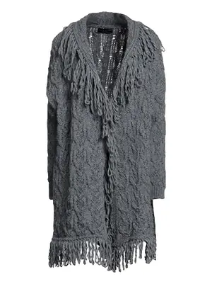 ANGELA MELE MILANO Knitted Mélange Cardigan With Fringes - Grey