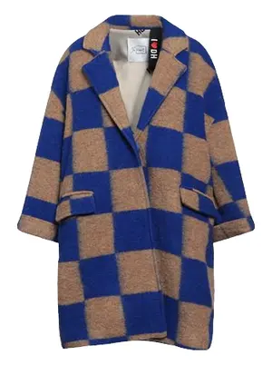 DE' HART DE' HART Checked Wool Blend Coat Blue
