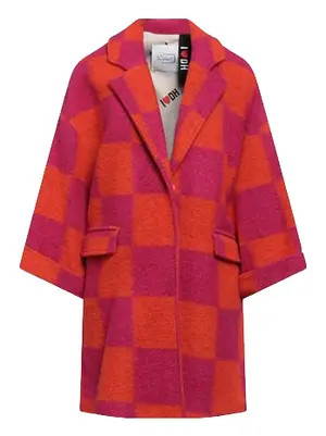 DE' HART DE' HART Checked Wool Blend Coat Orange