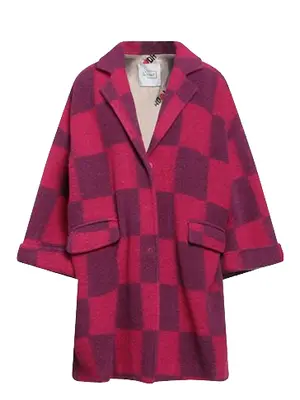 DE' HART DE' HART Checked Wool Blend Coat Pink