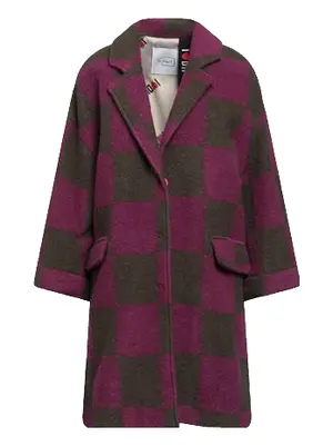DE' HART DE' HART Checked Wool Blend Coat Purple