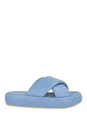BALDININI Leather Flatform Sandals - Blue