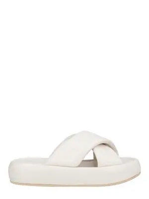 BALDININI Leather Flatform Sandals White
